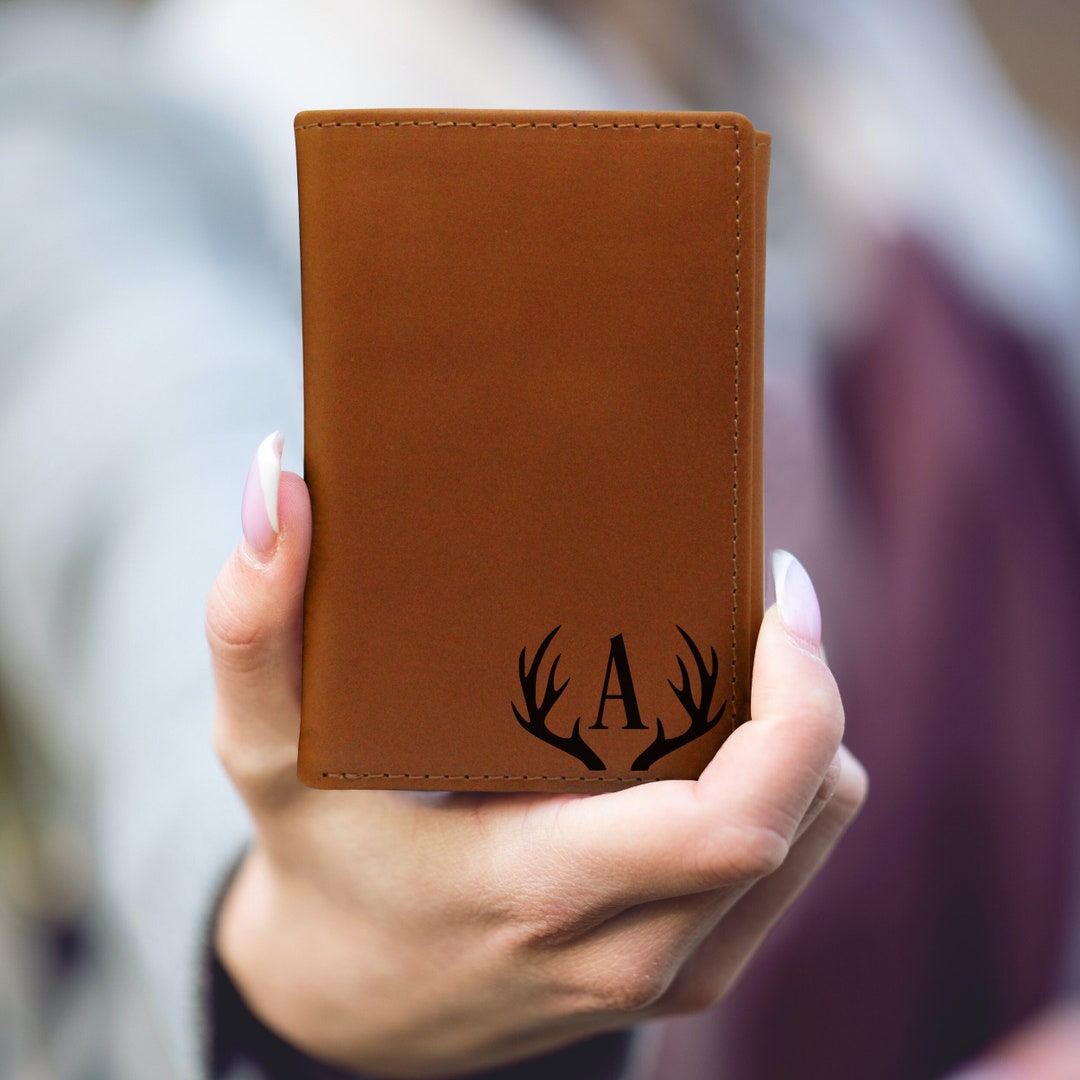 Personalized Leather RFID Trifold Wallet Engraved Genuine Leather ...