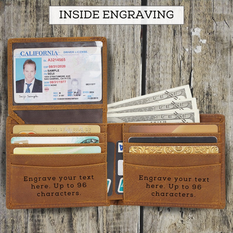 Personalized Leather RFID Wallet Engraved Genuine Leather - Etsy