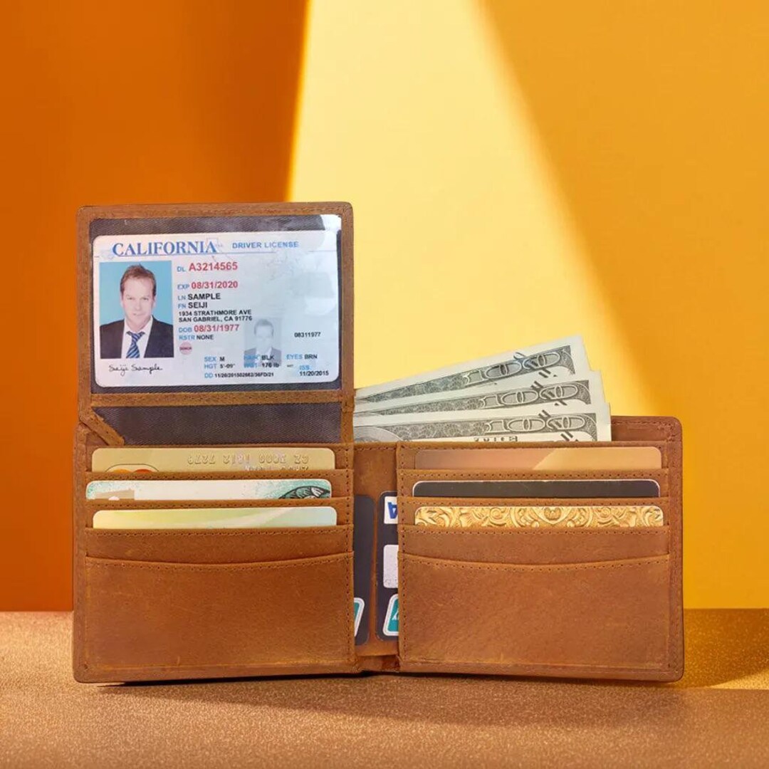 Engraved Leather RFID Wallet, Monogram Engraved Genuine Leather Custom ...