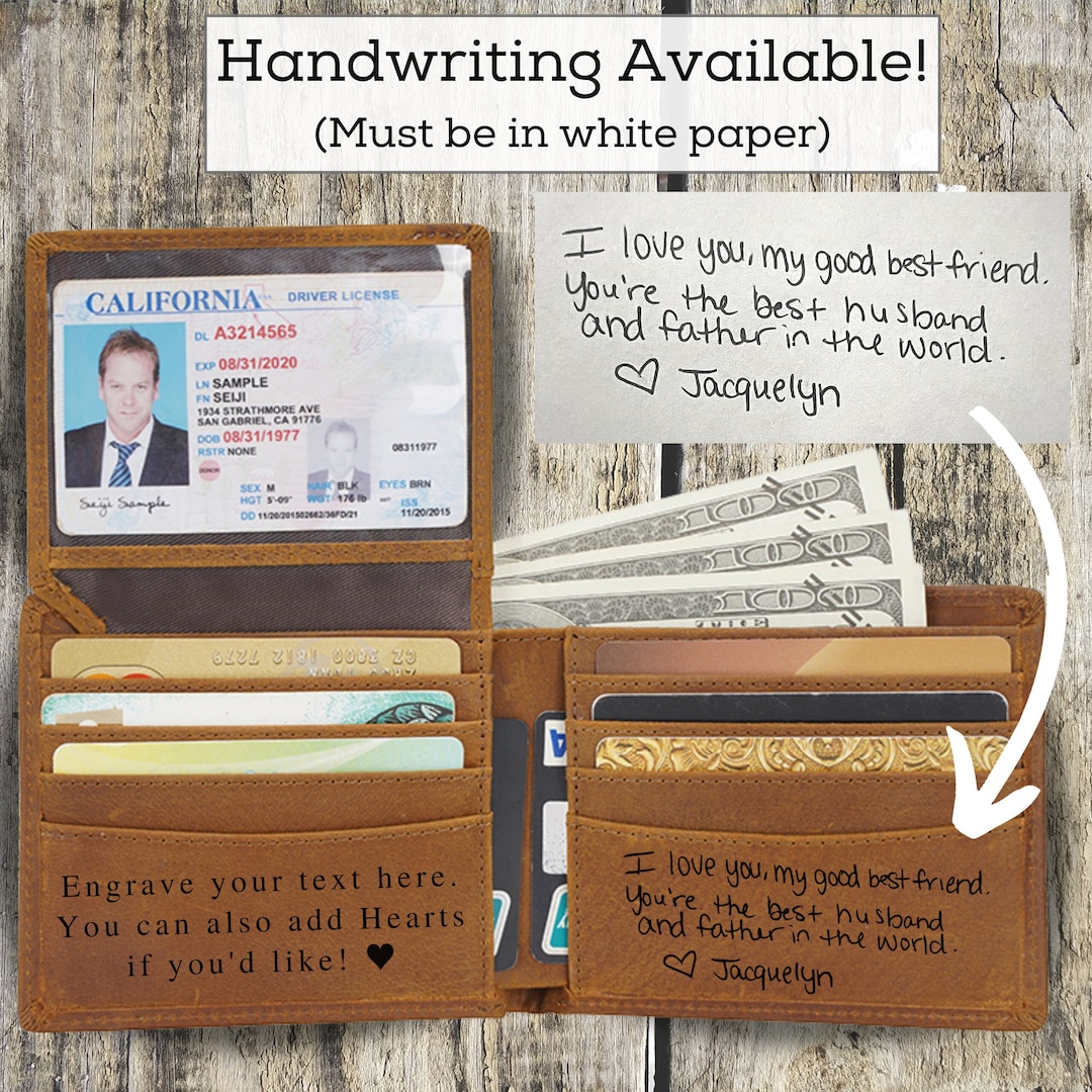 Personalized Leather RFID Wallet Engraved Genuine Leather Custom Wallet ...