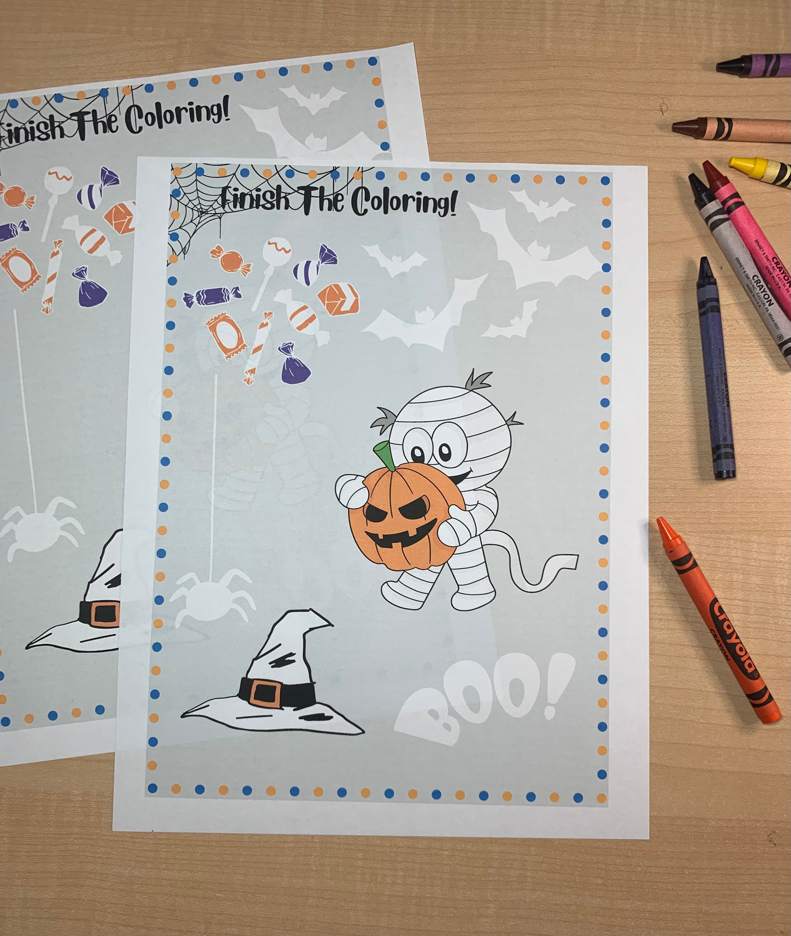 Finish the Halloween Coloring Page, Color Digital Download Coloring ...
