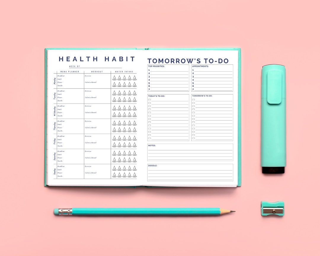 Healthy Habits Tracker & Planner, Self Care Gift, Mental Health ...