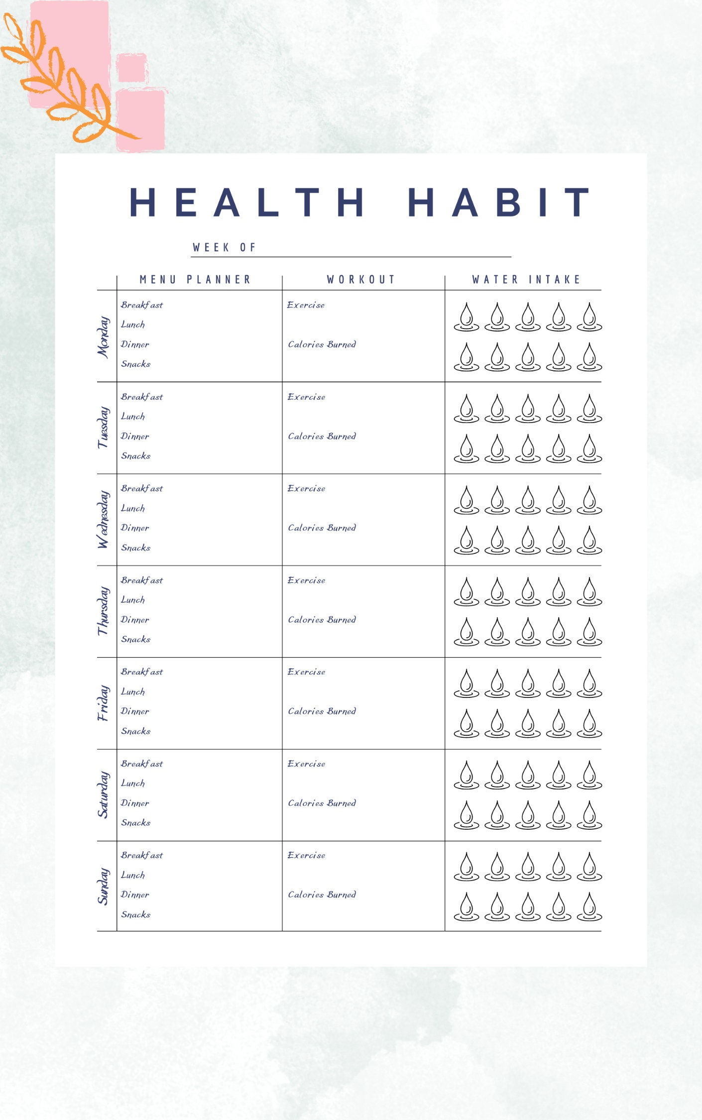 Healthy Habits Tracker & Planner, Self Care Gift, Mental Health ...
