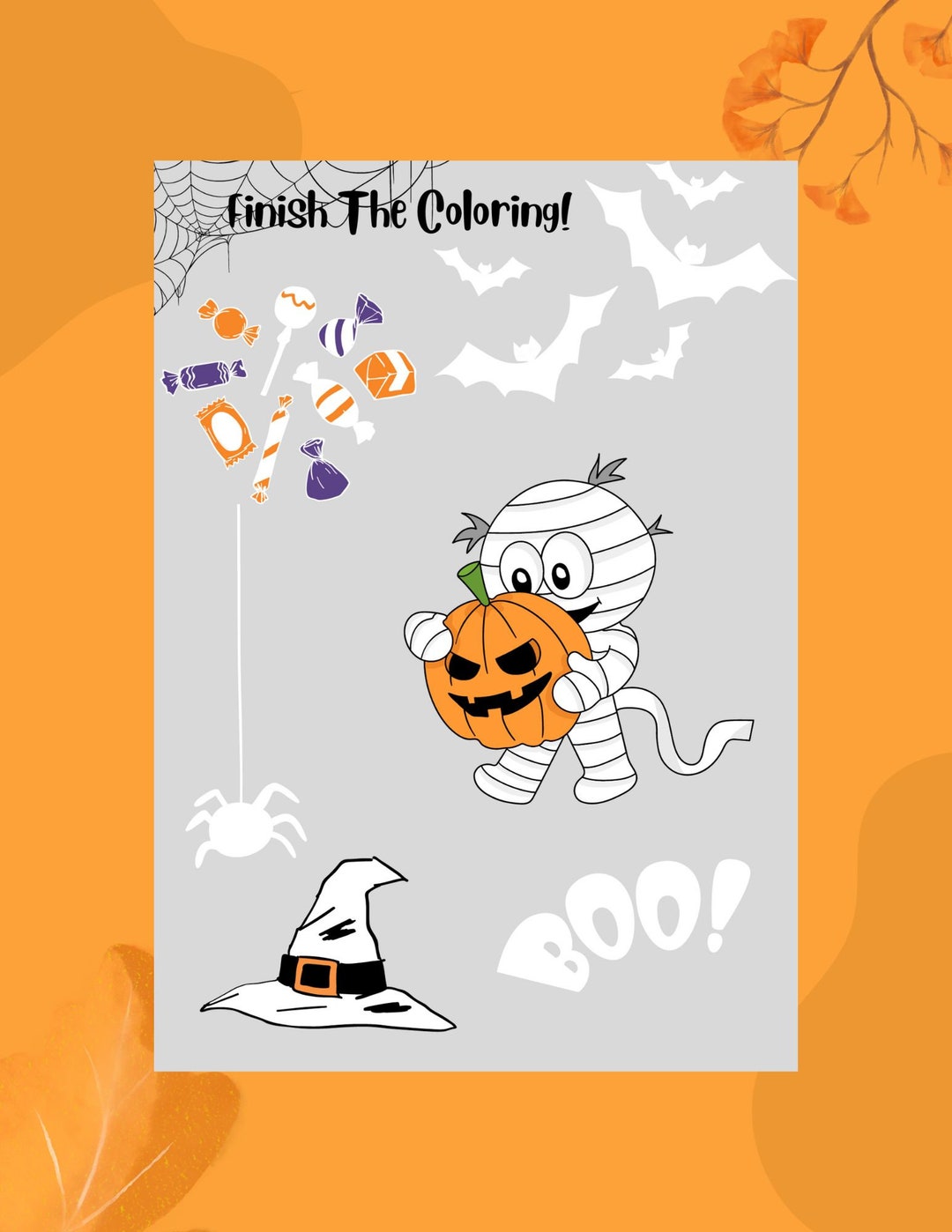 Finish the Halloween Coloring Page, Color Digital Download Coloring ...