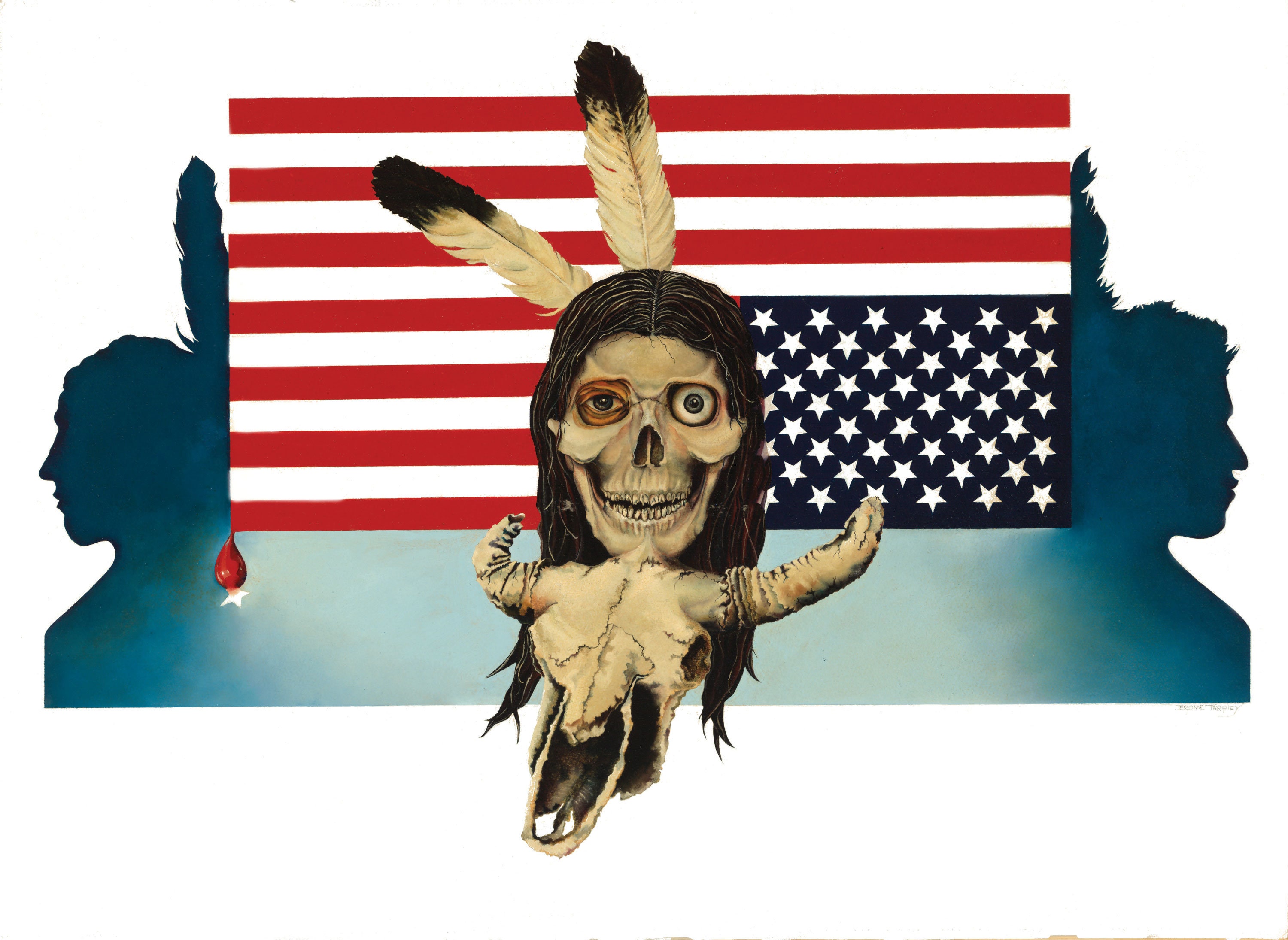 Native American Art Print - Skull With Feather - Native American ...
