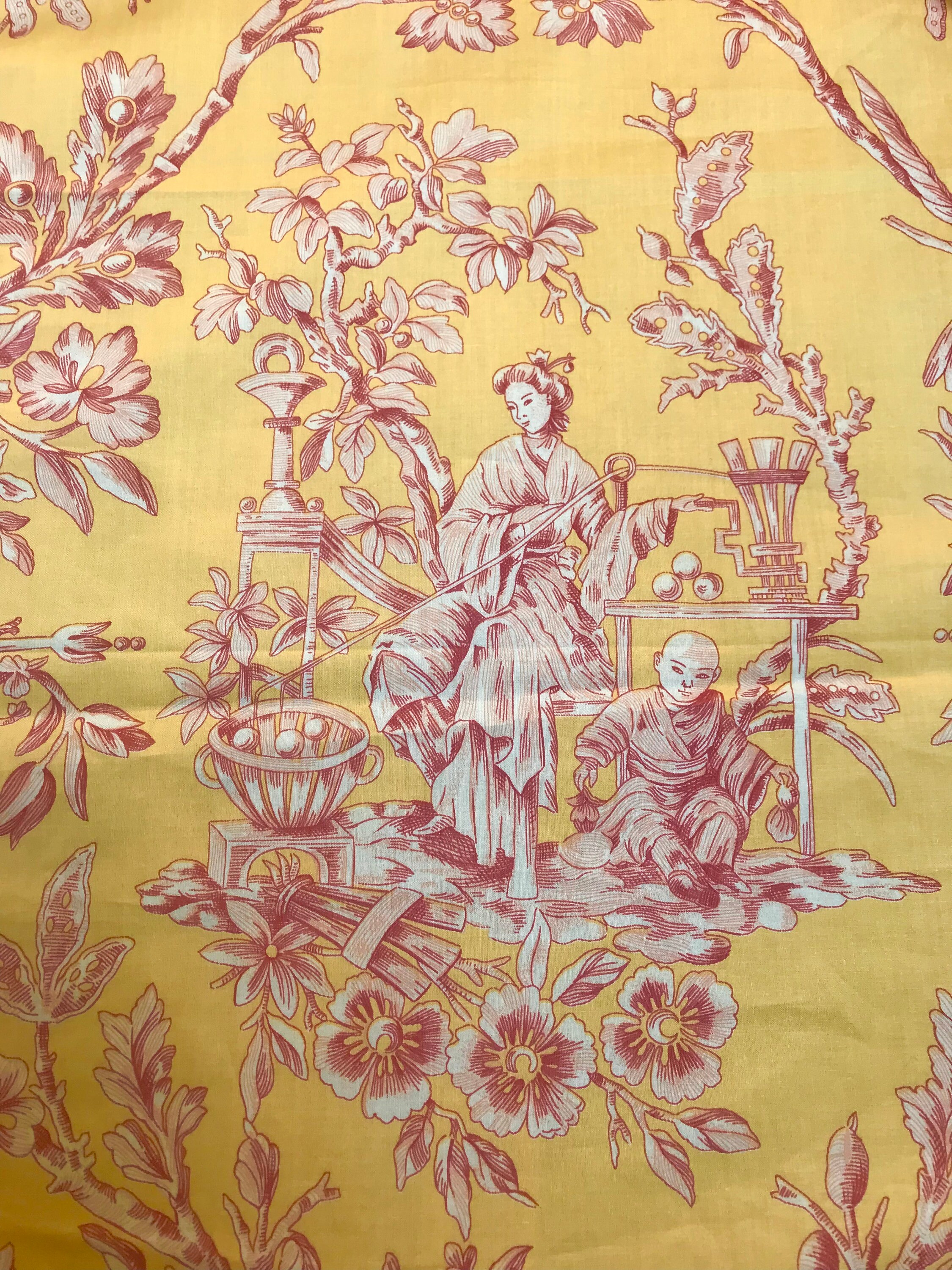 Canton Garden Chinoiserie Fabric, Stroheim and Romann, Apricot and Pink ...
