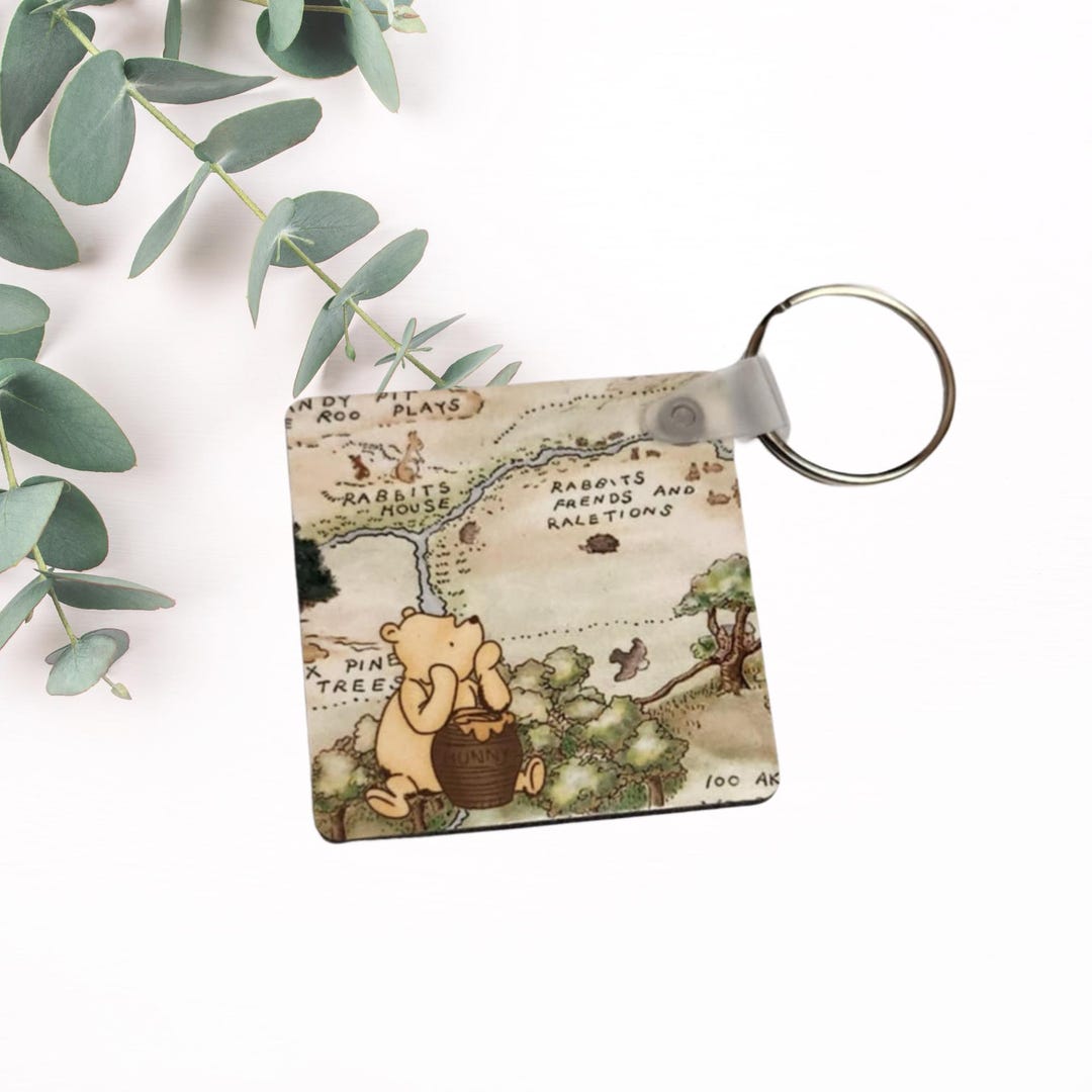 Classic Pooh 100 Acre Woods Square Shaped Keychain, Winnie-the-pooh Key ...