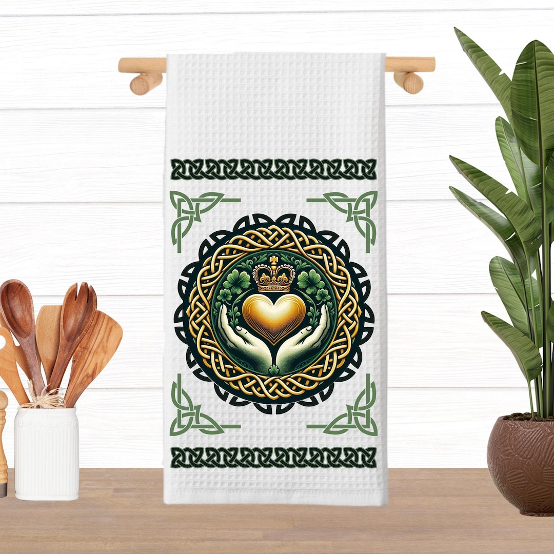 Irish Claddagh Kitchen Towel: Celtic Knot Ireland Gift, Hand Tea Dish ...