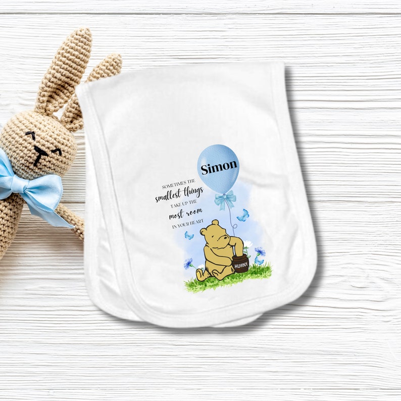 Personalized Classic-winnie-the-pooh Baby Bibs Burp Cloths and Beanie ...