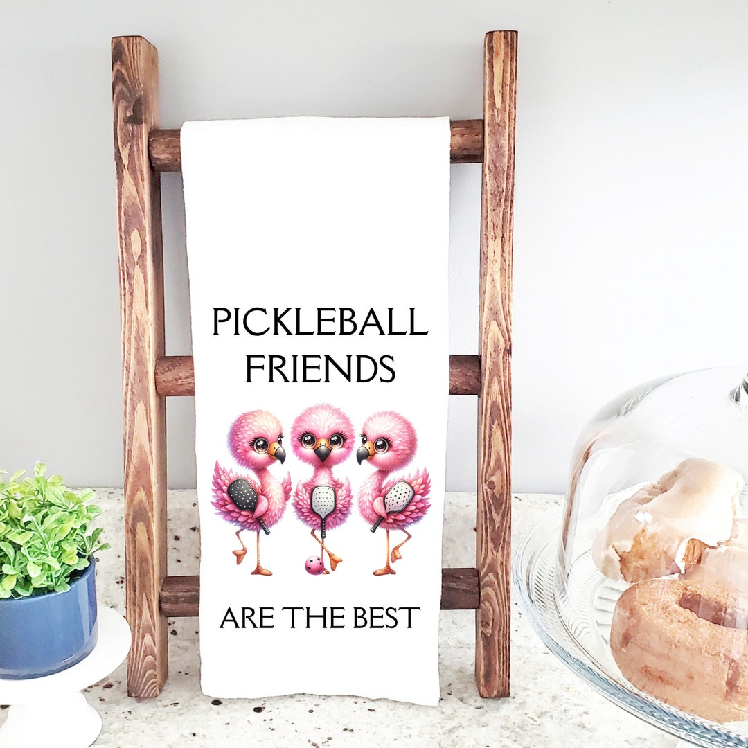 Flamingo Pickleball Friends Kitchen Towel: Cotton or Microfiber, Hand ...