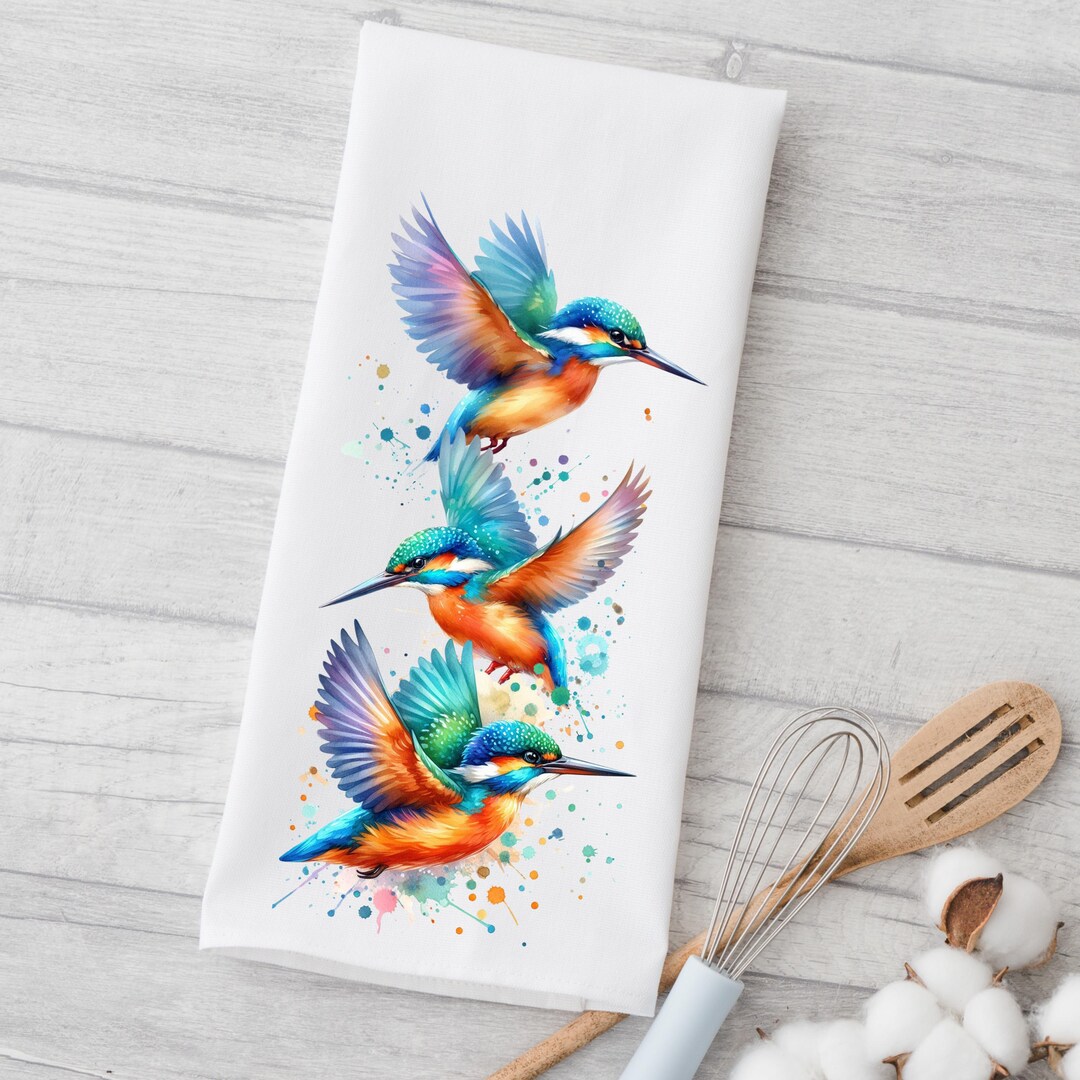 Watercolor Hummingbirds Dish Towel, Color Splash Hummingbird Kitchen ...
