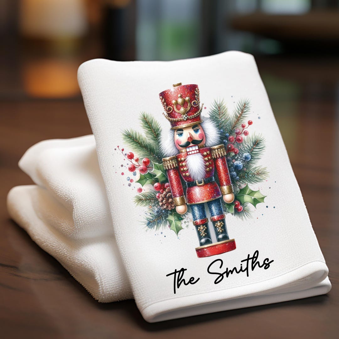Personalized Nutcracker Hand Fingertip Towel: Plush Velour Christmas ...