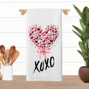 Valentine Hearts Kitchen Towel, Cute Heart XOXO Tea Towel, Love Dish ...