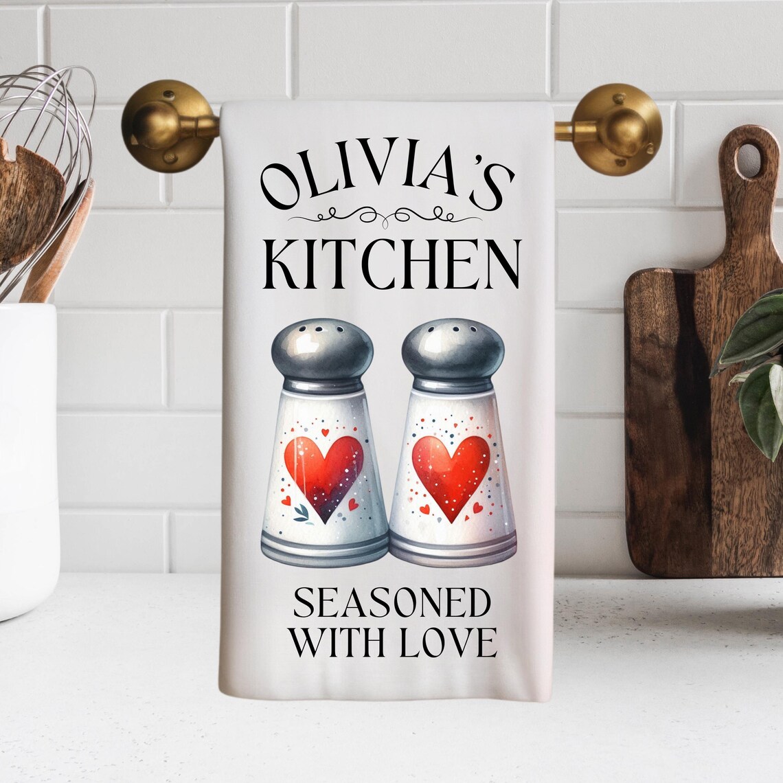 Personalized Kitchen Towel: Seasoned With Love, Farmhouse Decor - Etsy