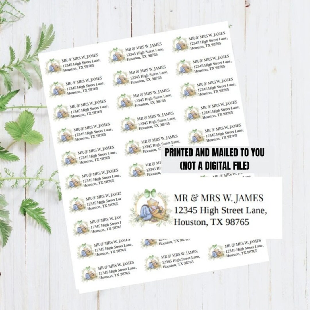 Classic Pooh Address Labels: Personalized Return Address Stickers - Etsy