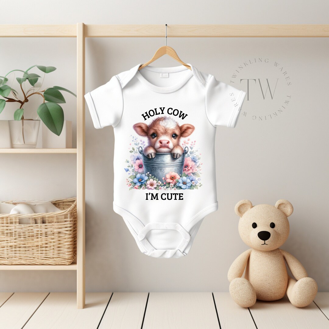 Holy Cow I'm Cute Baby Suit Baby Highland Cow Creeper, Baby Cute Cow ...