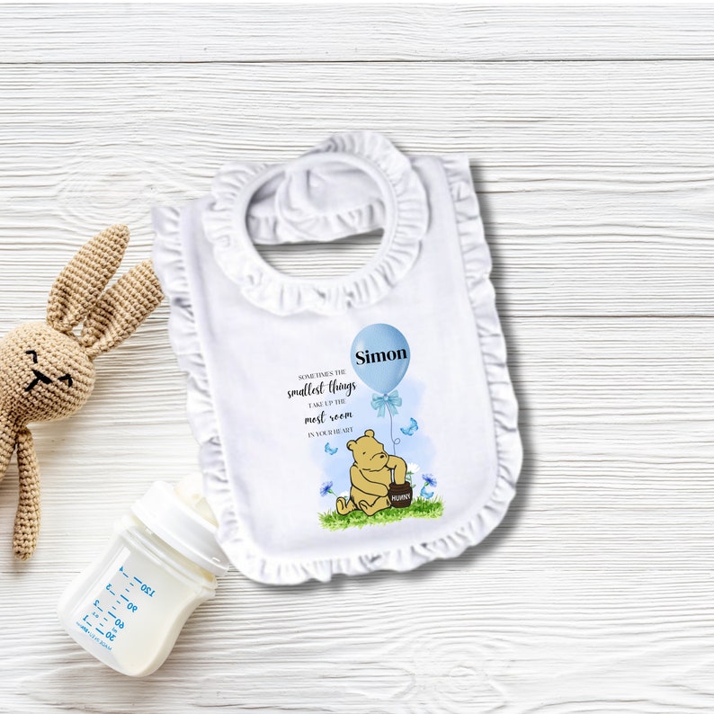 Personalized Classic-winnie-the-pooh Baby Bibs Burp Cloths and Beanie ...