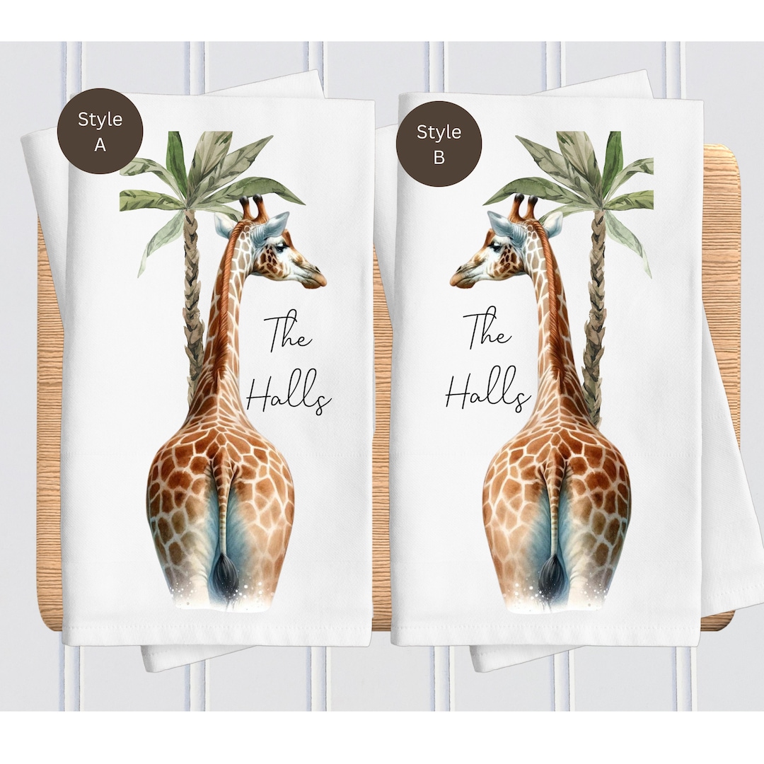 Personalized Giraffe Tea Towel: Safari Jungle Kitchen Decor - Etsy
