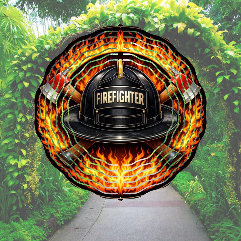 Firefighter Wind Spinner, Fire Department Double Sided Yard Garden ...