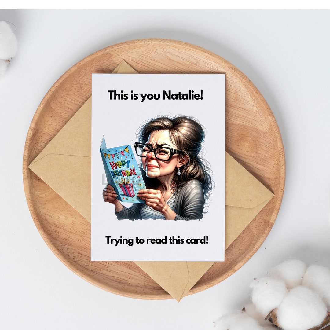 Personalized Funny Birthday Card, Bad Eyesight Reading Birthday Card ...