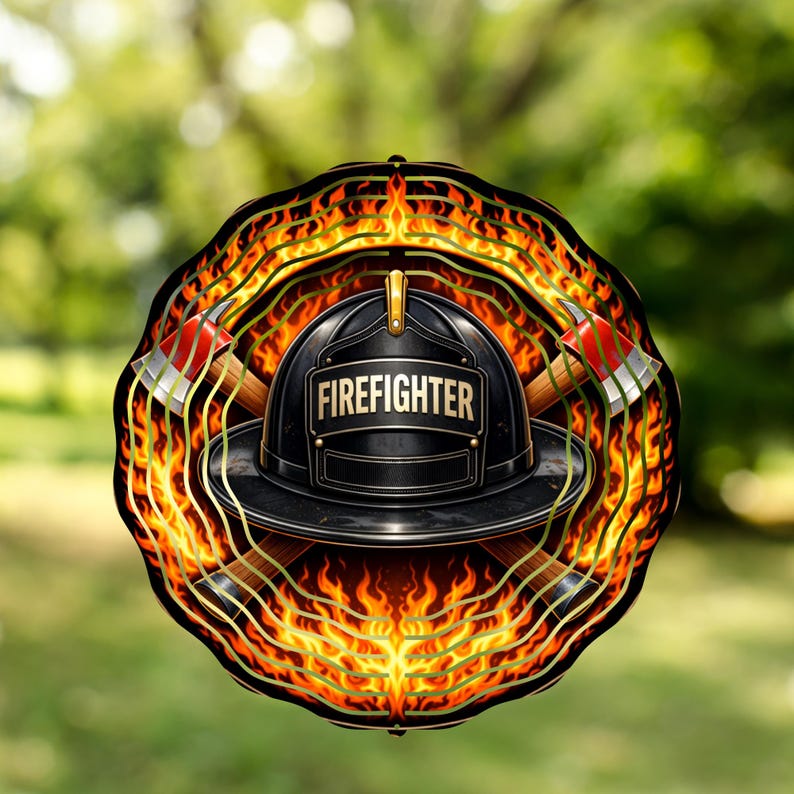 Firefighter Wind Spinner, Fire Department Double Sided Yard Garden ...