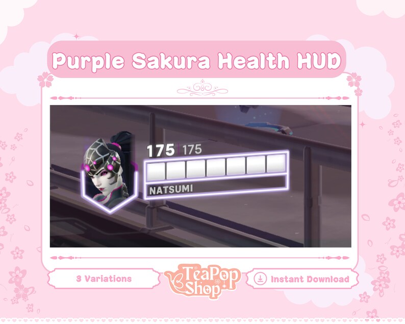 Pastel Purple Sakura Mercy Health Bar User HUD Overwatch Overlay Twitch ...