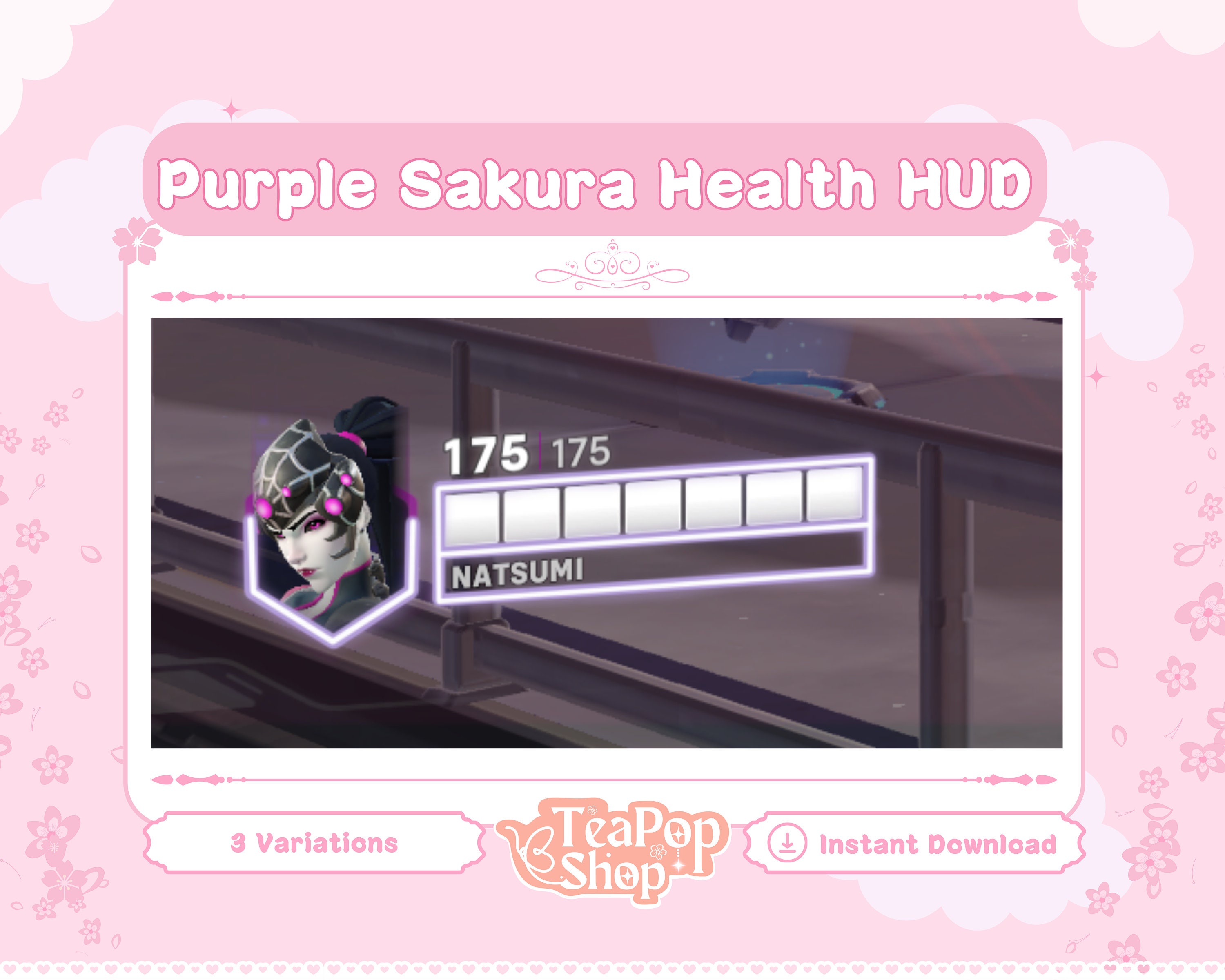 Pastel Purple Sakura Mercy Health Bar User HUD Overwatch Overlay Twitch ...