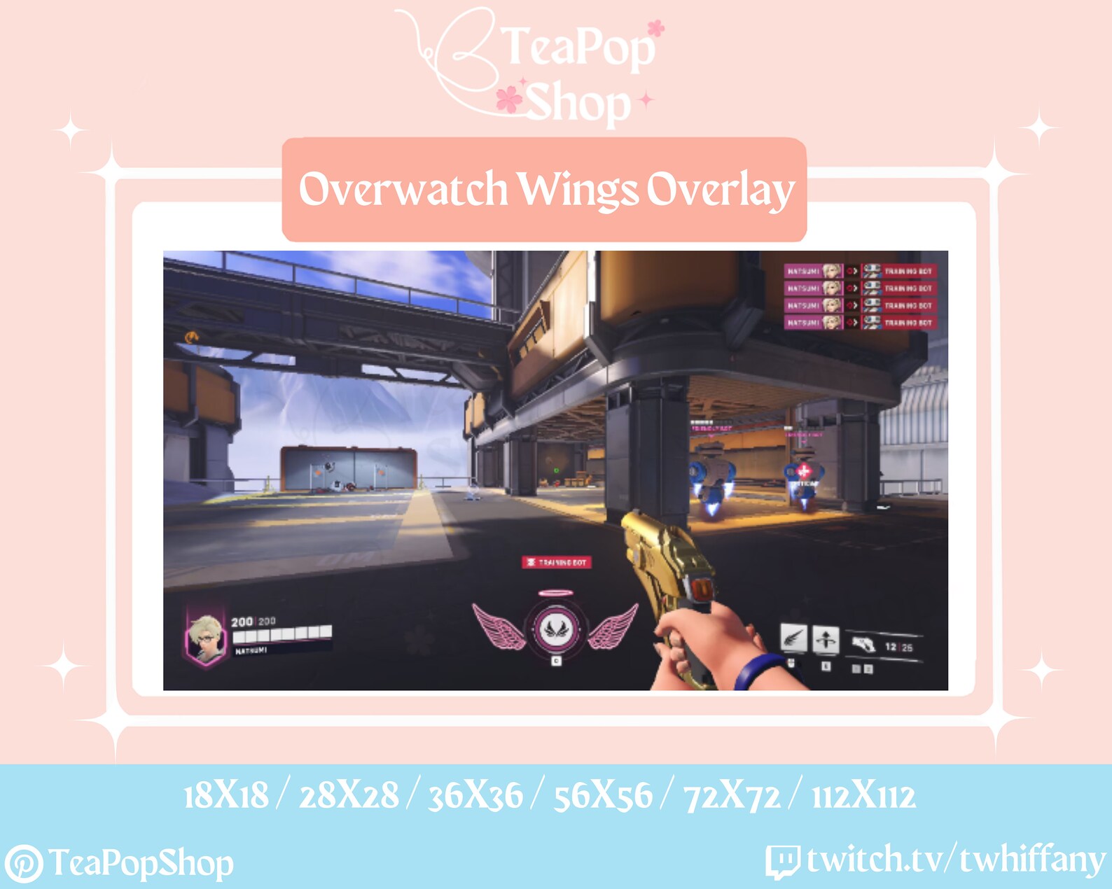 Pink Halo Overwatch Overlay Customizable Twitch Overlay Package Pink Kawaii Twitch Overlay ...