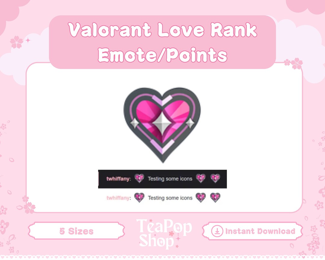 Valorant Love Heart Rank Badge | Instant Download | Cheer Bit Badges ...