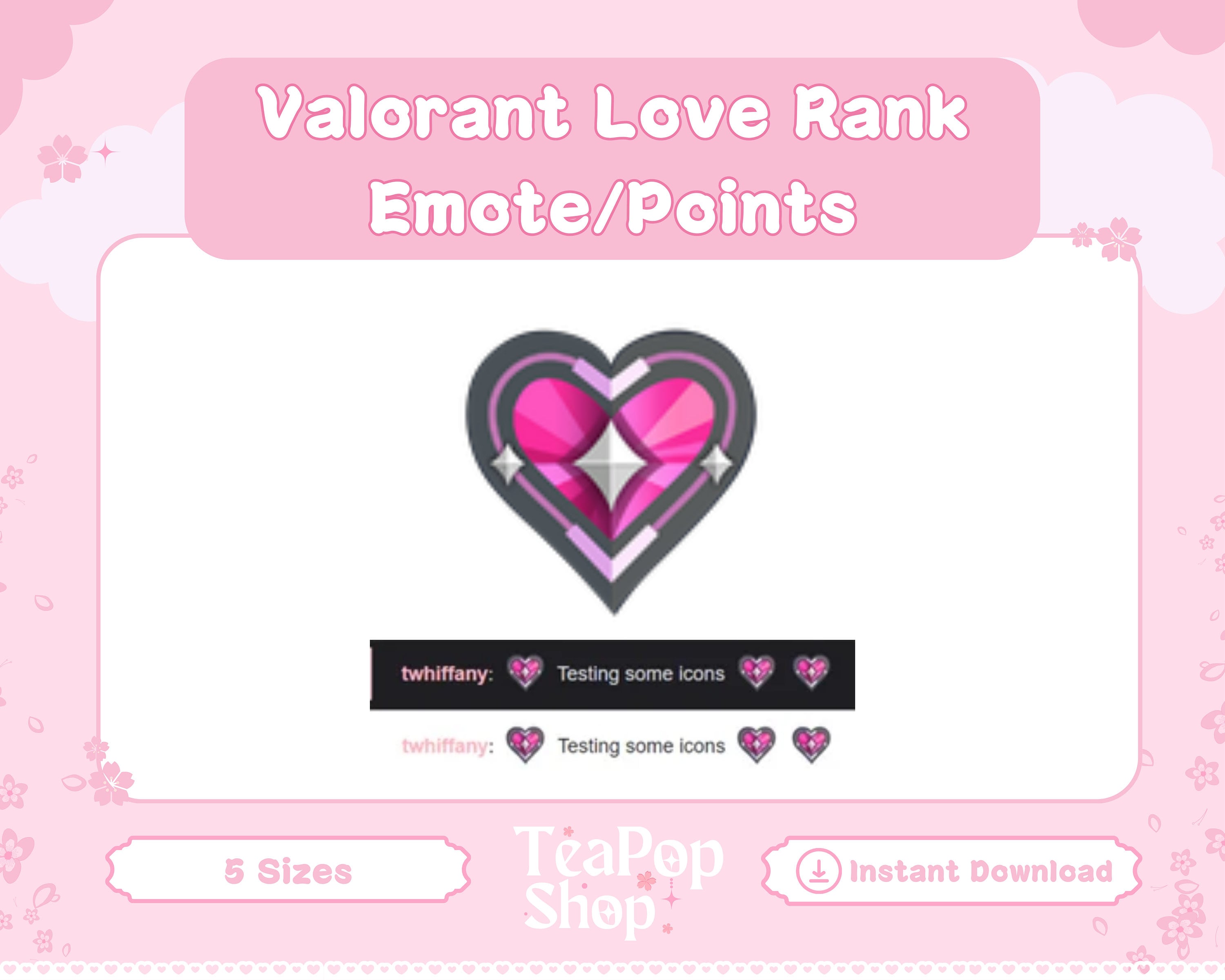 Valorant Love Heart Rank Badge Instant Download Cheer Bit Badges ...