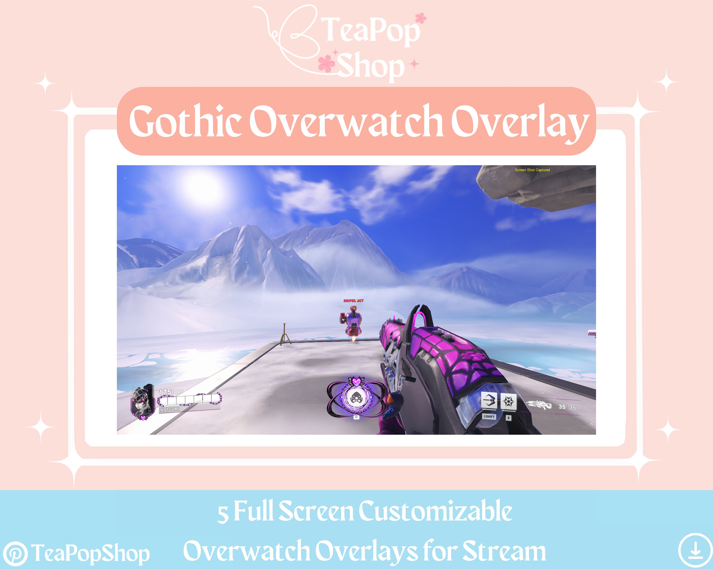 Goth Purple Overwatch Stream Overlay for Twitch Customizable Twitch ...