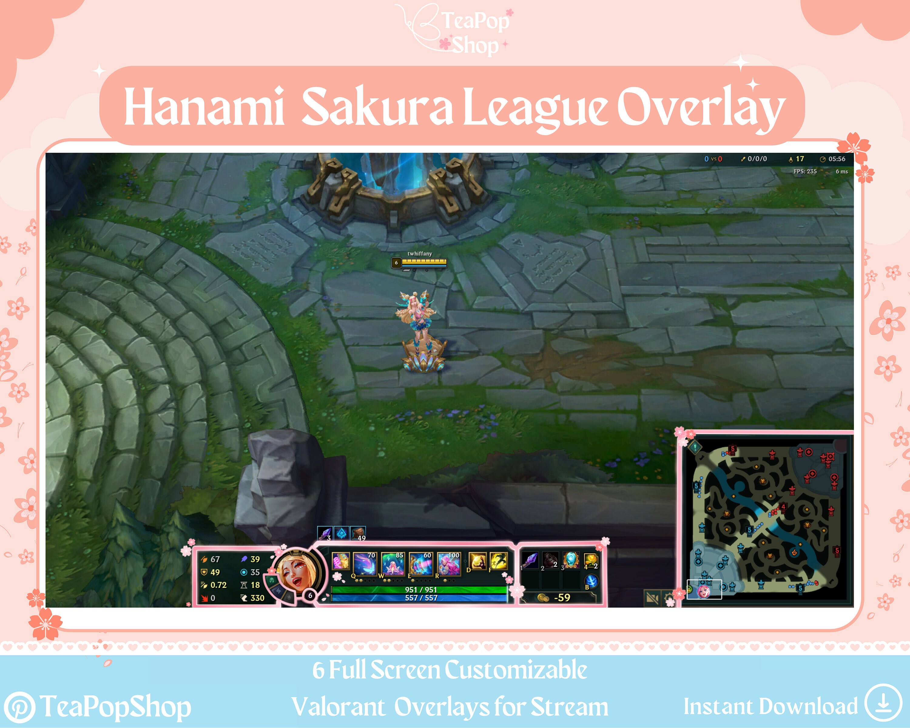 Hanami Sakura Pink League of Legends Game Overlay for Stream Cherry ...