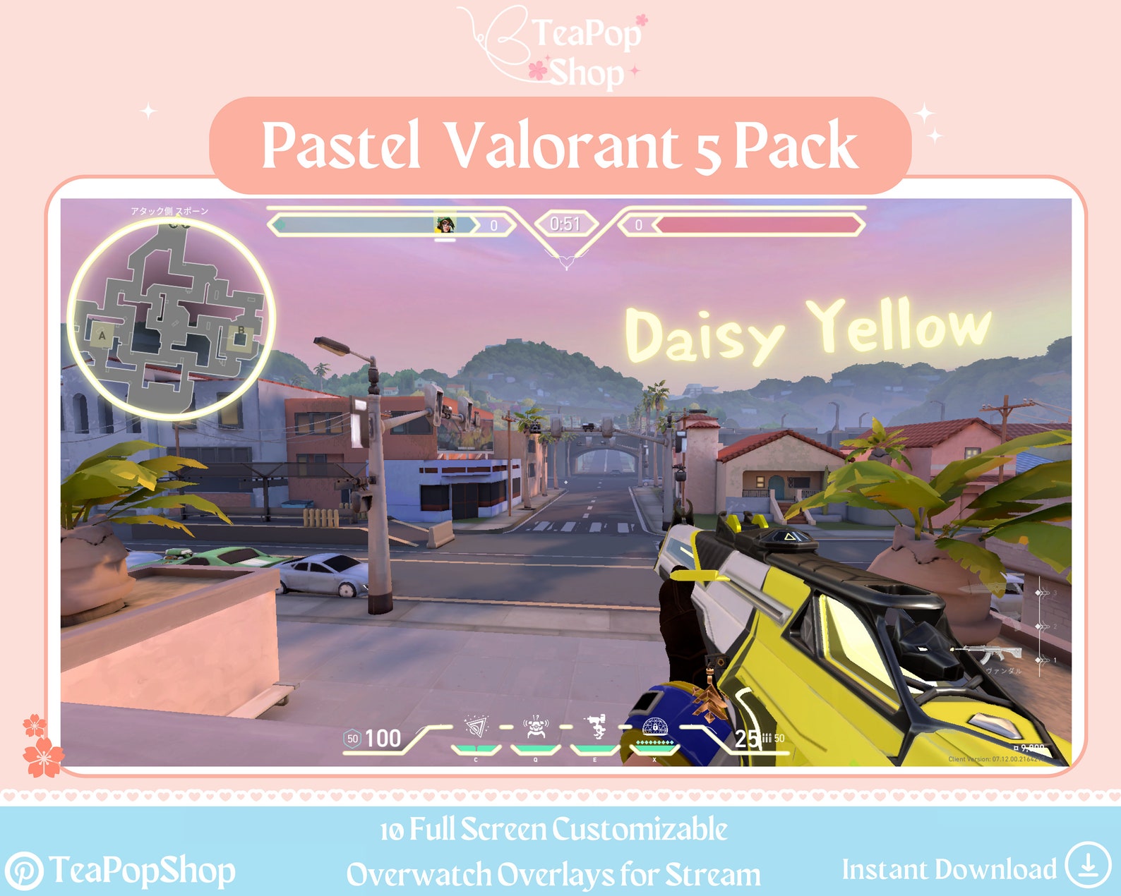 Pastel Color 5 Pack Valorant Overlay HUD Customizable Pastel Cute Pink ...