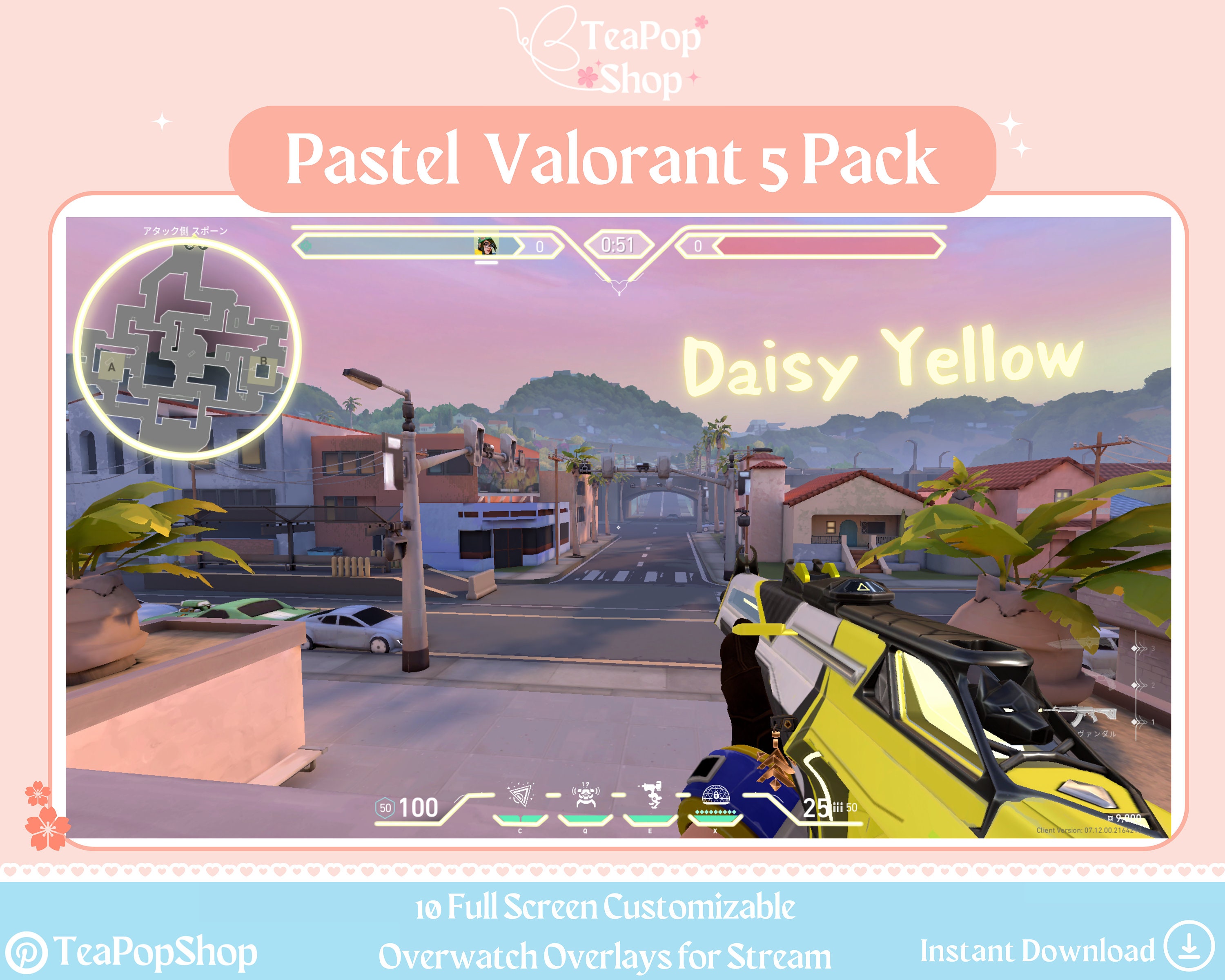 Pastel Color 5 Pack Valorant Overlay HUD Customizable Pastel Cute Pink ...
