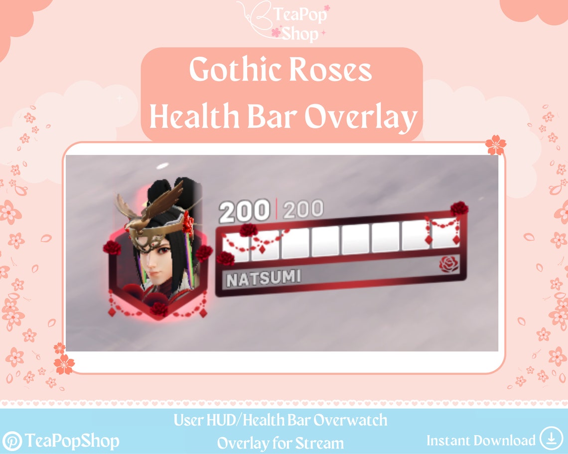 Gothic Roses Overwatch Overlay Health Bar User HUD Overlay Twitch ...