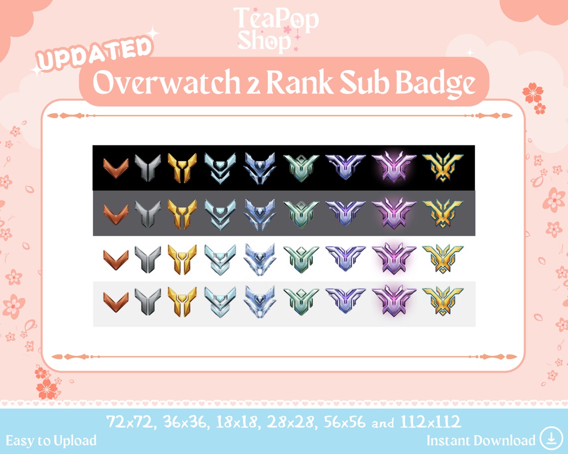UPDATED Overwatch Ranked Badges Twitch Sub/bit Badges/emotes for ...