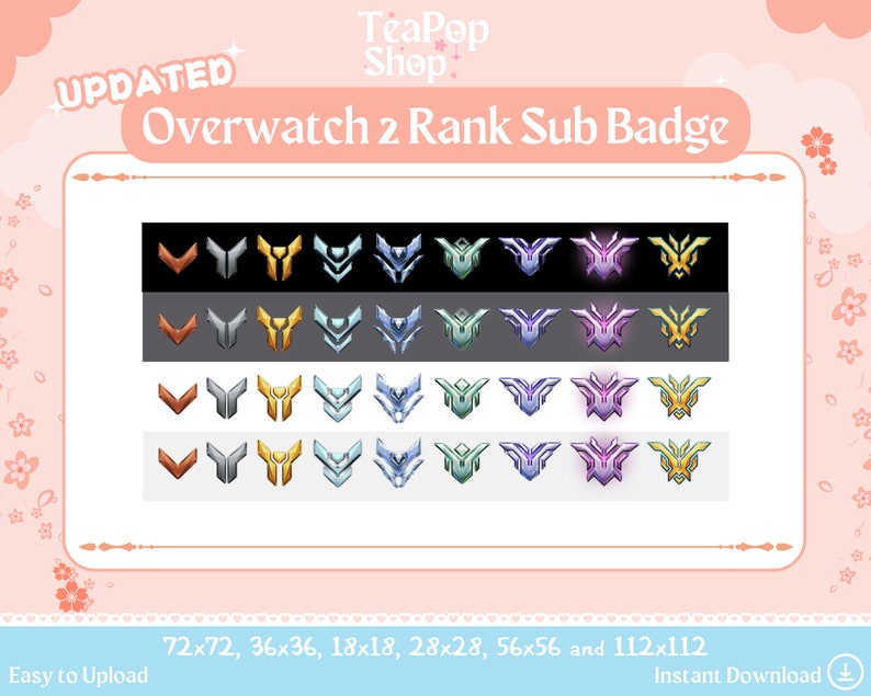 UPDATED Overwatch Ranked Badges Twitch Sub/bit Badges/emotes for ...