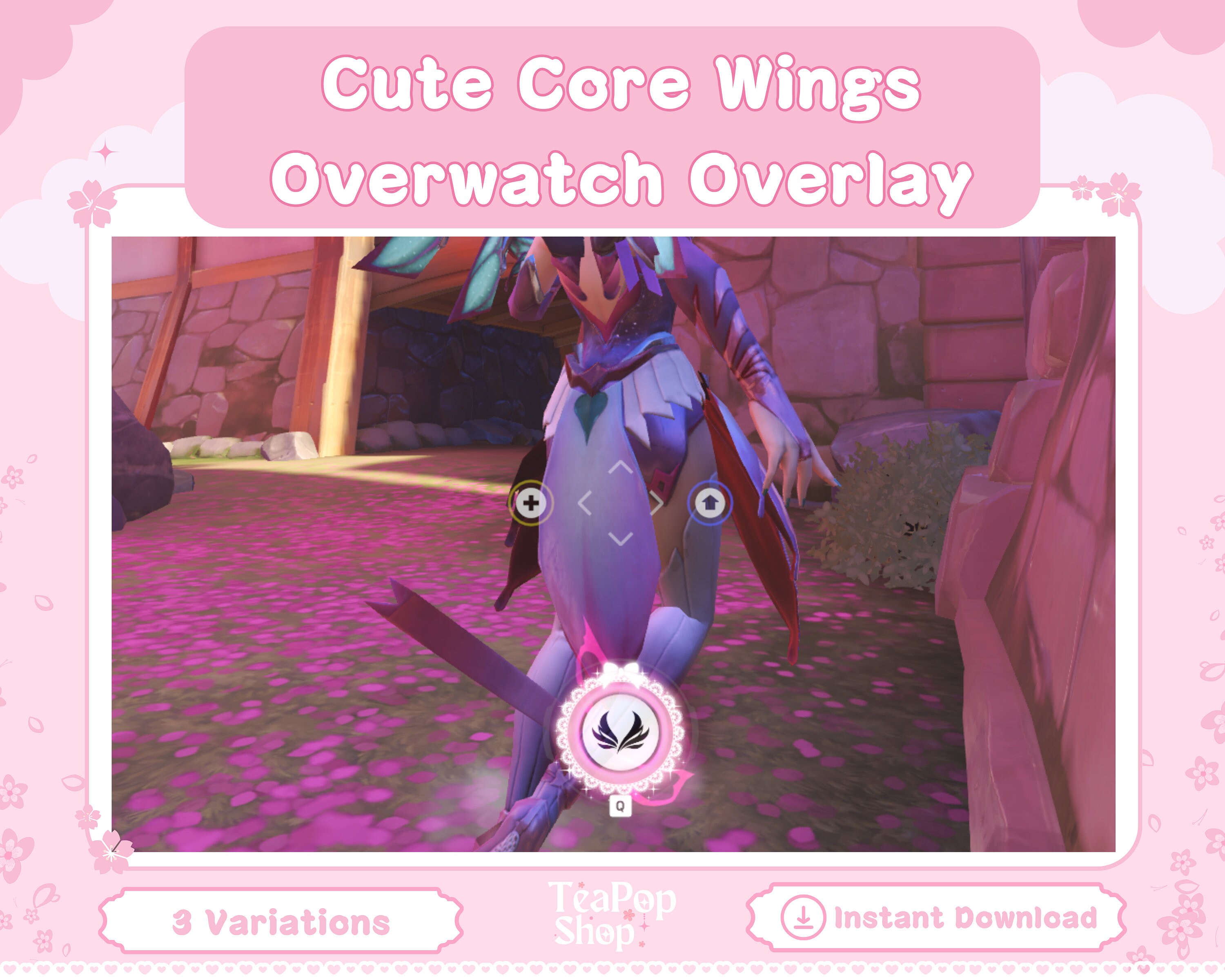 Cute Core Mercy Pink Angel Overwatch Overlay for Twitch Customizable Twitch Overlay Package ...