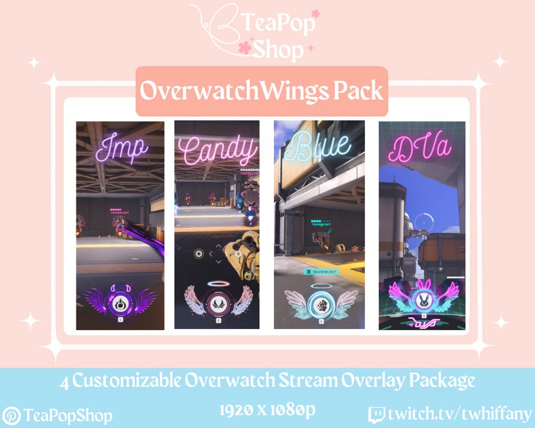 4 Colour Angel/imp Wings Halo Overwatch Overlay Customizable Twitch ...