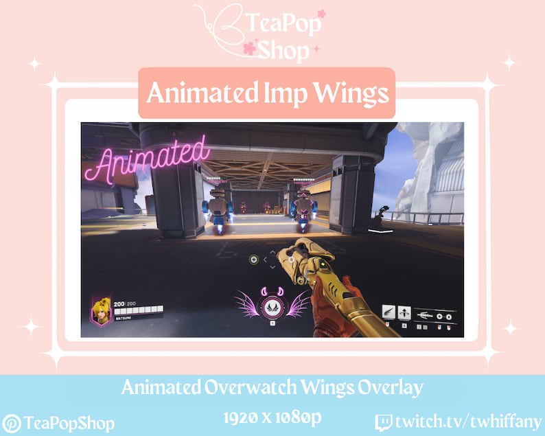 ANIMATED Pink Imp Devil Wings Overwatch Overlay Customizable - Etsy