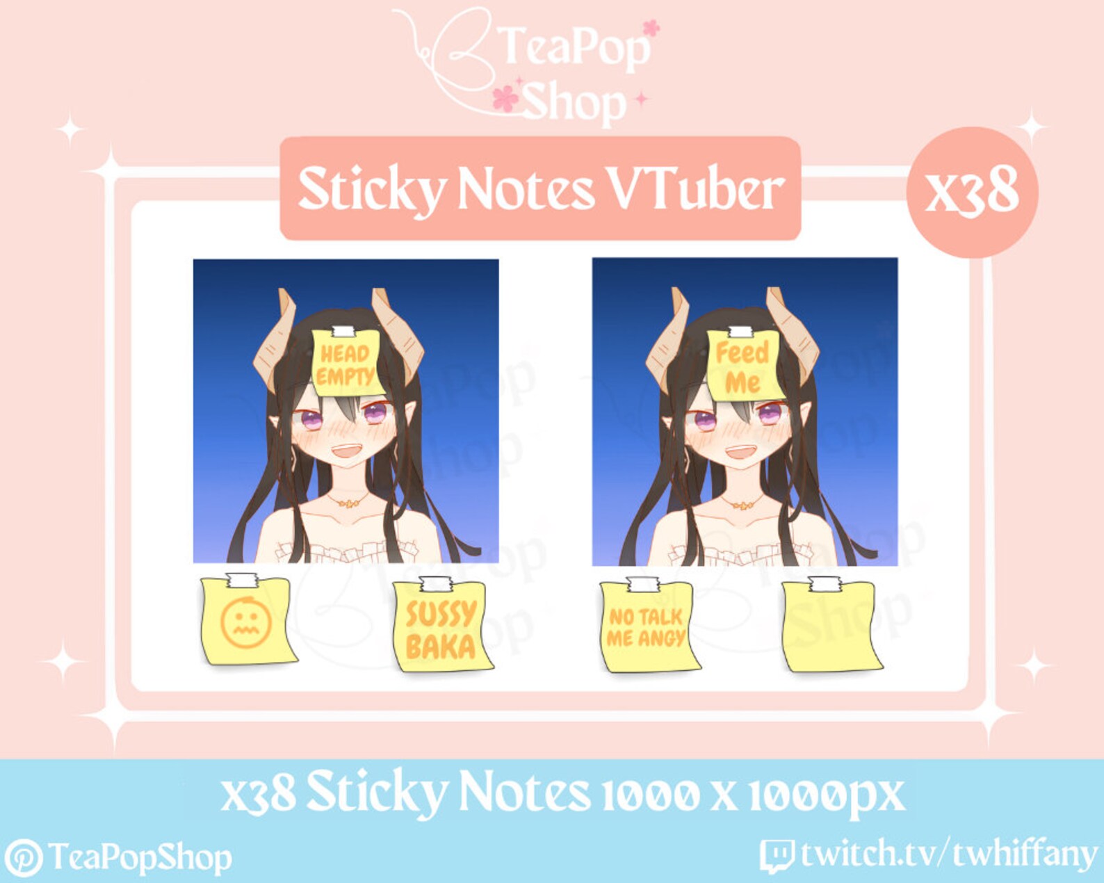 Yellow Vtuber / Pngtuber Sticky Notes Package Funny Stream Overlay ...