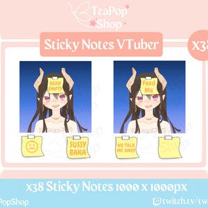 Yellow Vtuber / Pngtuber Sticky Notes Package Funny Stream Overlay ...