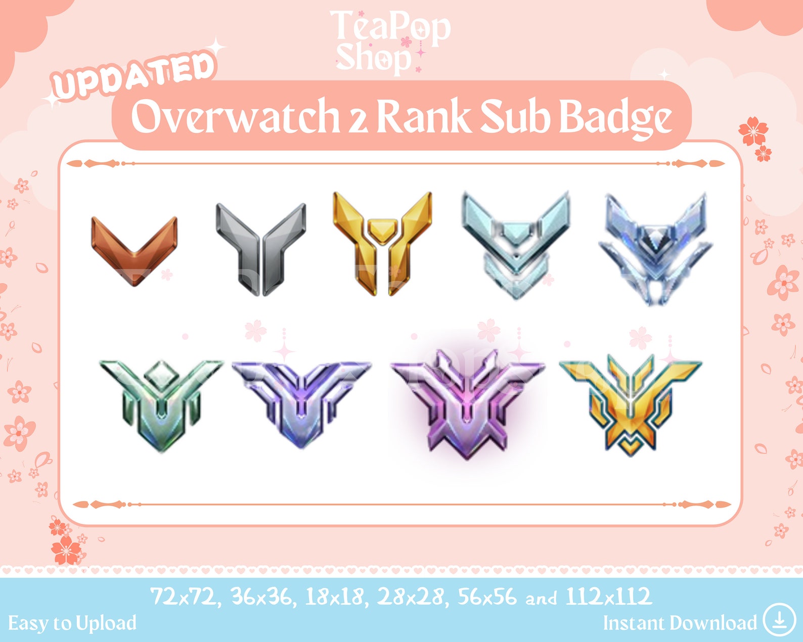 UPDATED Overwatch Ranked Badges Twitch Sub/bit Badges/emotes for ...