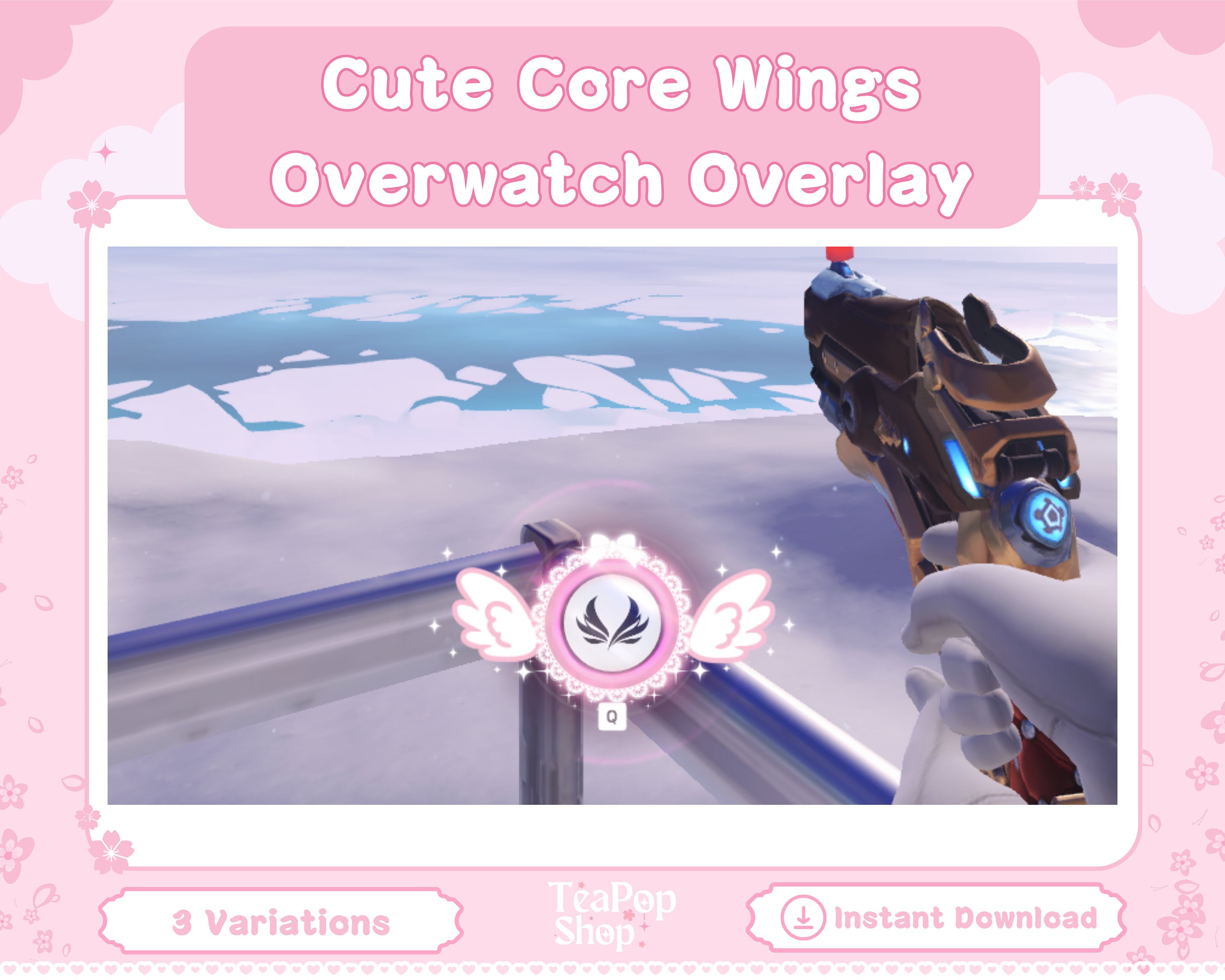 Cute Core Mercy Pink Angel Overwatch Overlay for Twitch | Customizable Twitch Overlay Package ...