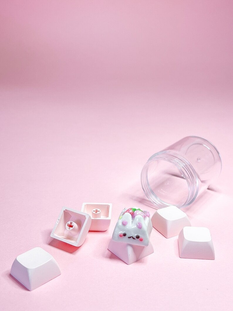 Strawberry Bunny Rabbit Artisan Handmade Keycap for Mechanical ...