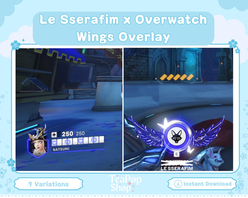 Le Sserafim KPOP Collab With Overwatch Stream Overlay Screen Kiriko DVA ...