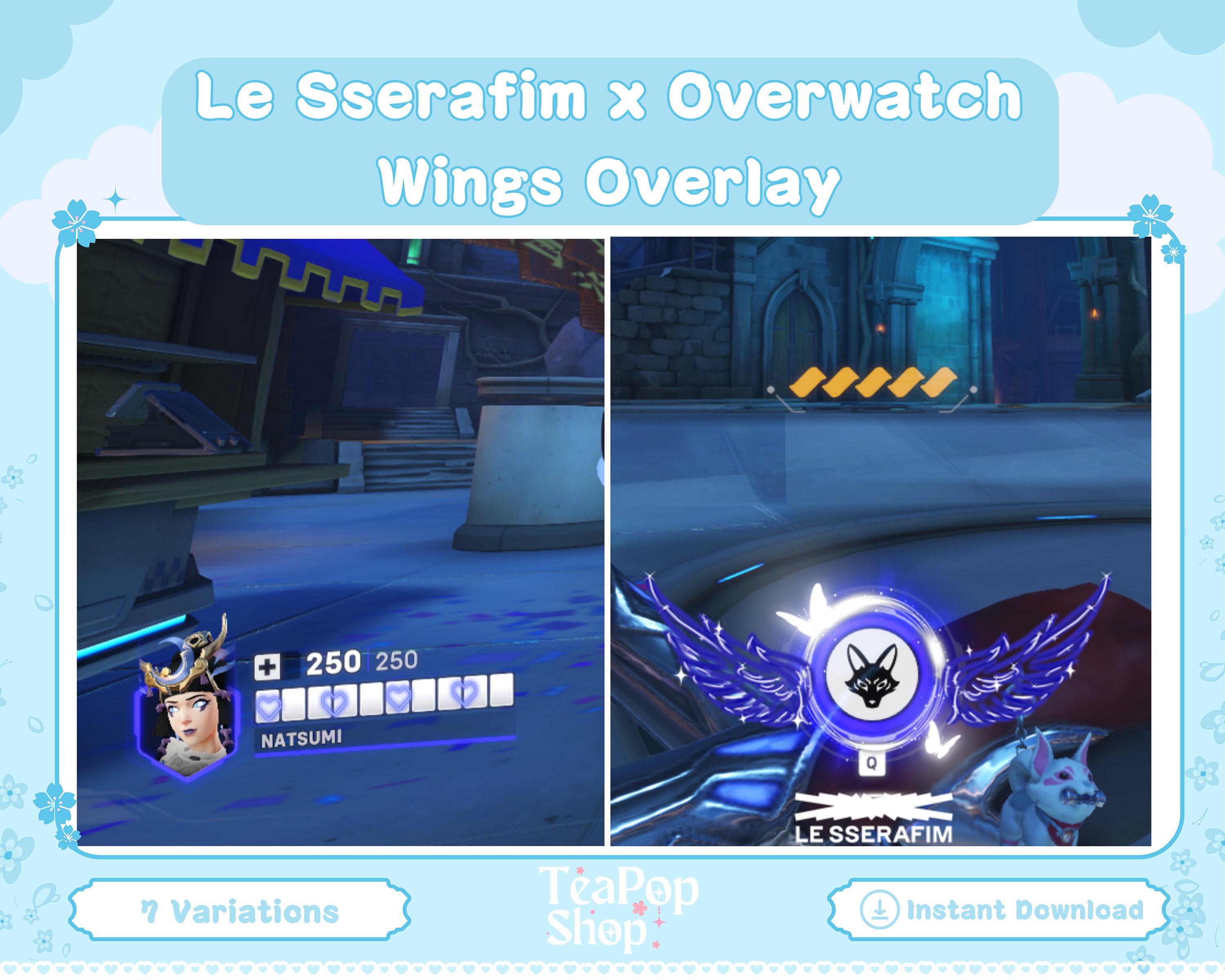 Le Sserafim KPOP Collab With Overwatch Stream Overlay Screen Kiriko DVA ...