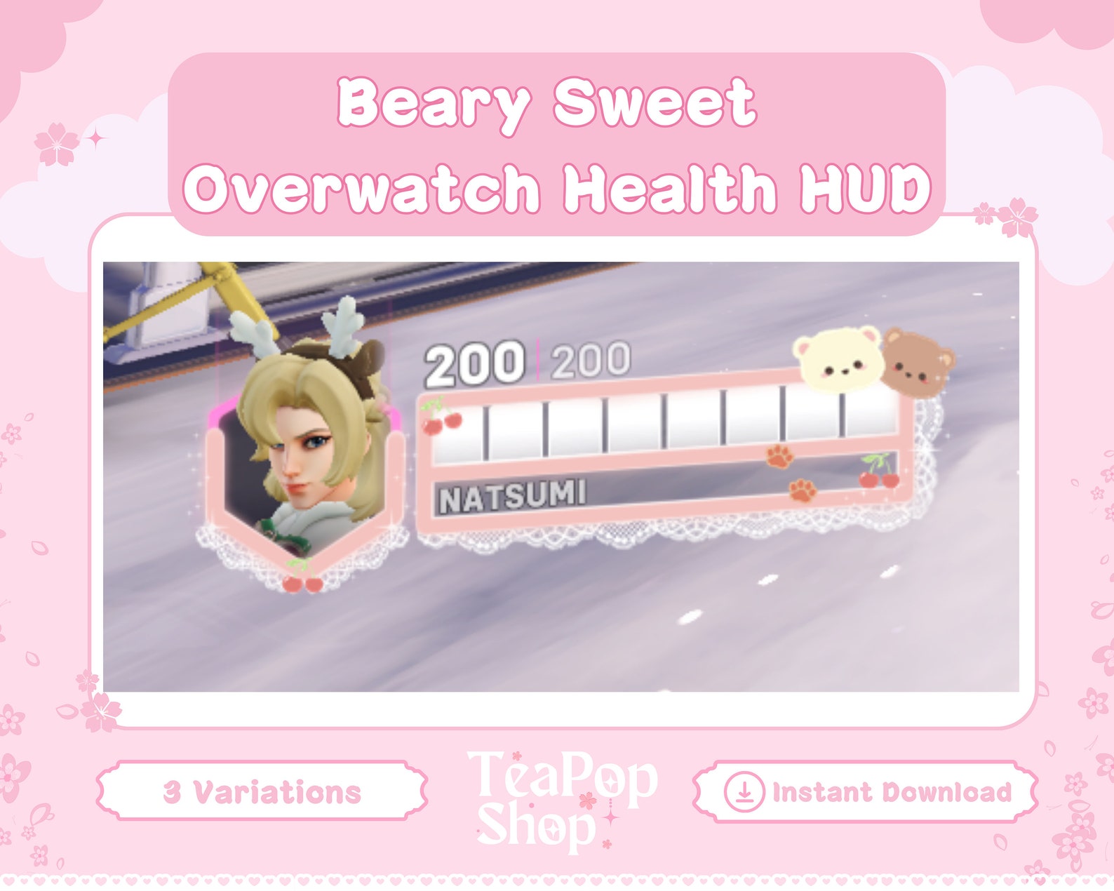 Beary Sweet Overwatch Overlay Health Bar User HUD Overlay Coquette ...