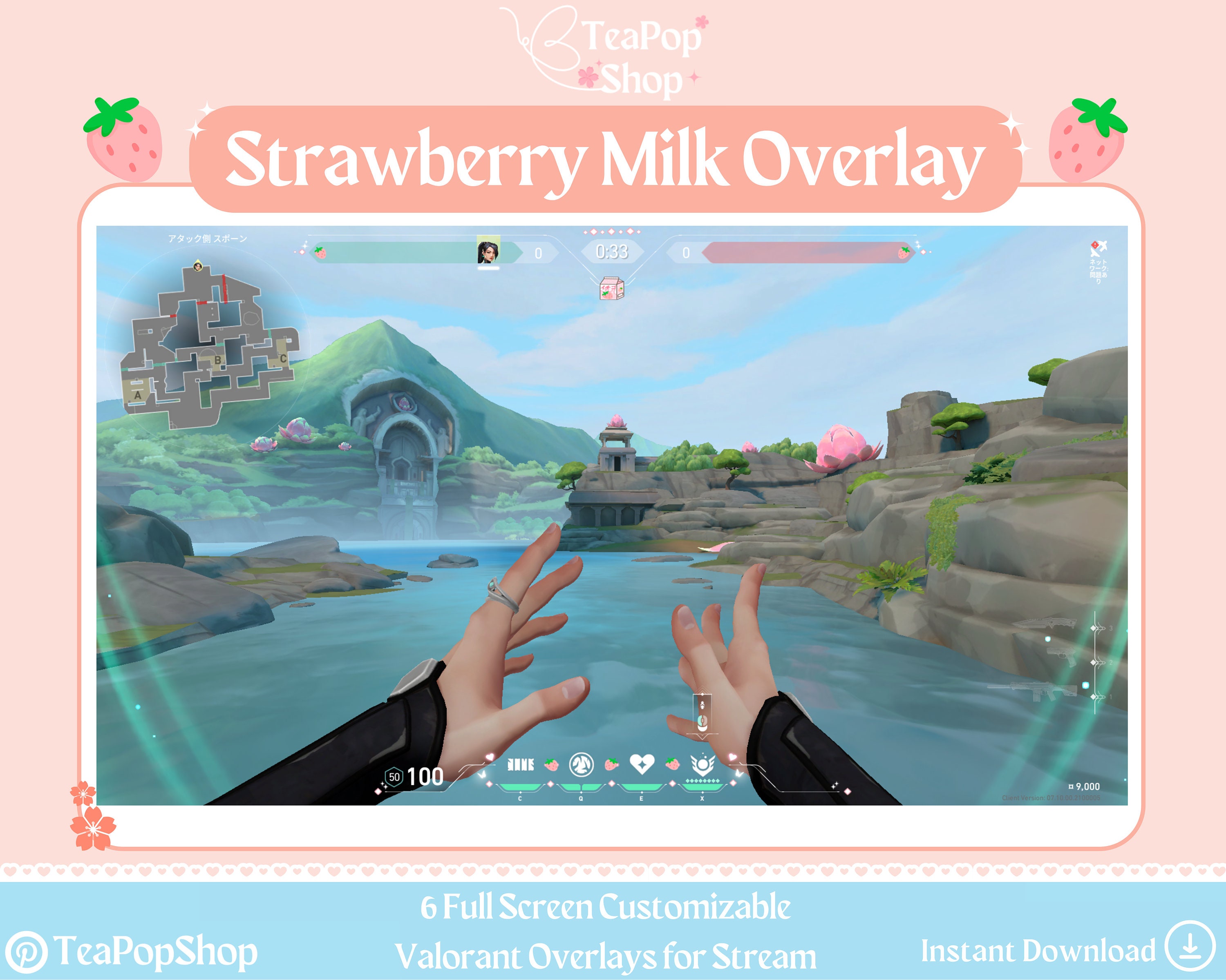 Strawberry Milk Pink Valorant Overlay HUD Customizable Strawberry ...