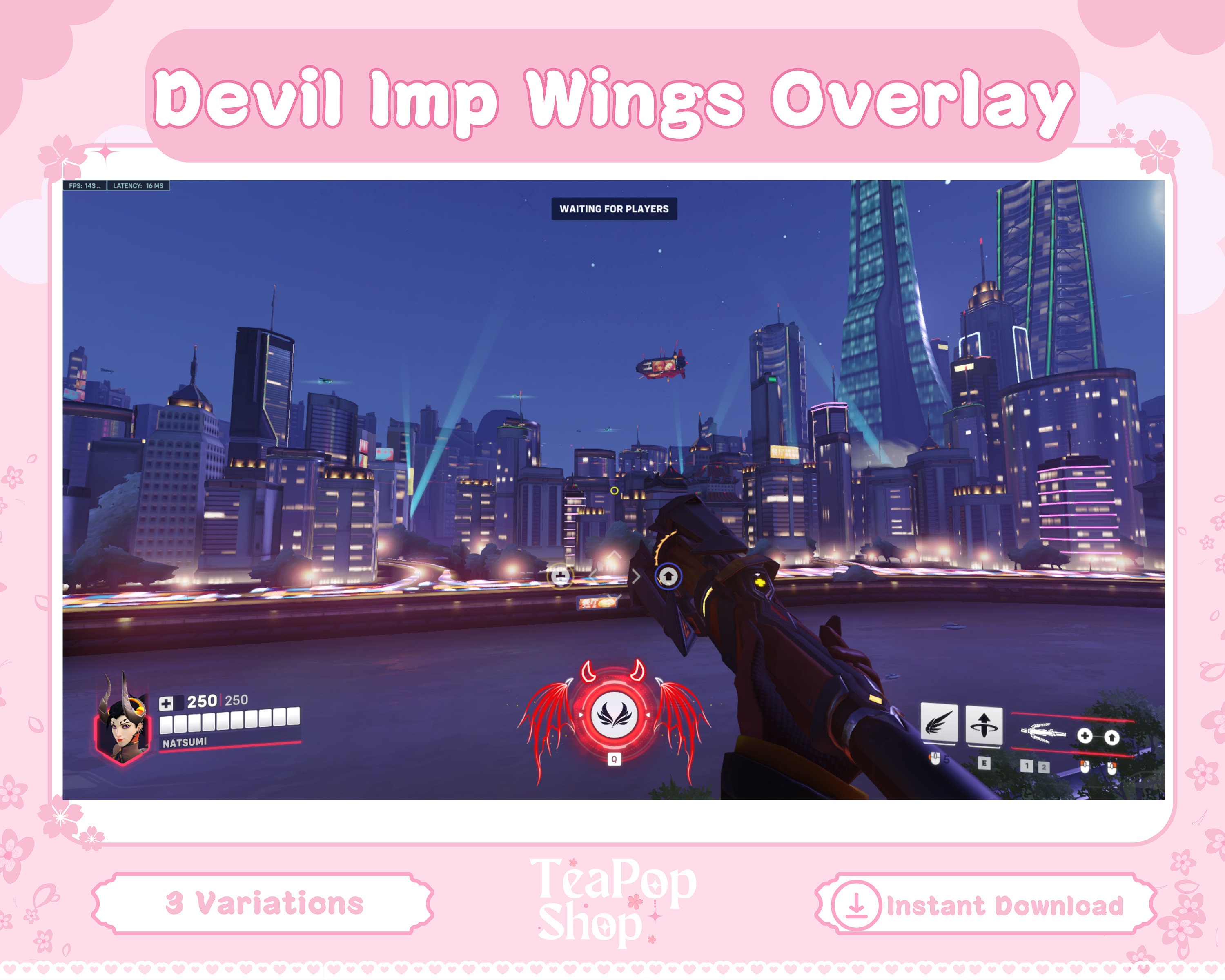 Red Imp Devil Mercy Wings Overwatch Overlay Customizable Twitch Overlay ...